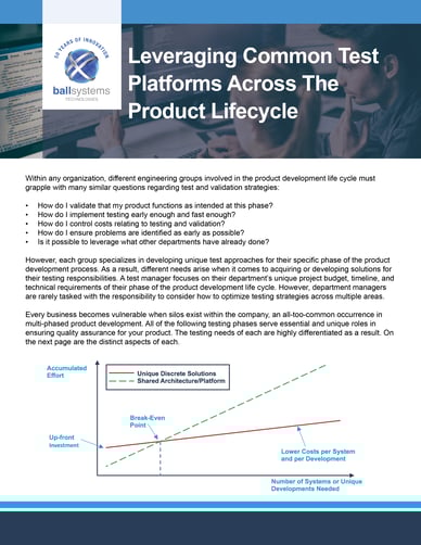Leveraging Common Test Platforms Across The Product Lifecycle